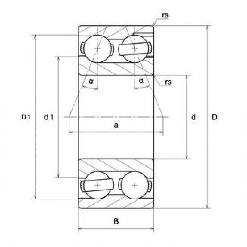 Rolamento de Esferas de Contato Angular 2 carreiras 3306-2RS - 30x72x30,2mm